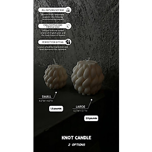 Hyznengu Knot Ball Candle - White Super Large Handmade Pillar Scented Soy Wax Candles，Elegant Aesthetic Candle for Women，Housewarming Presents，Home Room Shelf Coffee Table Decorative Idea Candles