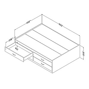 South Shore Step One Captain Bed with 4 Drawers-Full-Weathered Oak