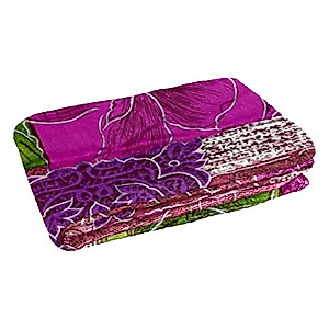Plush Blanket Throw Blanket Warm Cozy Soft Microfiber Blankets, Patchwork Ethnic Purple Green Tribal