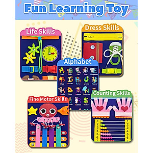 Exorany Busy Board Montessori Toys for 1 2 3 Year Old Boy & Girl Birthday Gifts, Autism Sensory Travel Toys for Toddlers 1-3, Learning Educational Activities Toddler Toys Age 1-2, 2-4 Boys