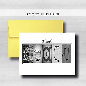 Personalized Hockey Black and White Coach Thank You Card, 5"x 7" FLAT CARD, Greeting Cards