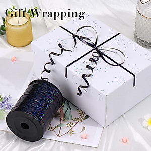 OMISELIO Black Curling Ribbon, 500 Yard, Shiny Metallic, Laser Thin, Curly, Perfect for Gift Wrapping, Balloons, Crafts, Parties, Occasions, Black, Plastic, Celebratory