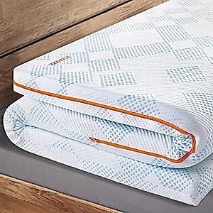 Maxzzz 3 Inch Full Size Mattress Topper-Gel Memory Foam Bed Topper-Copper Infused Pressure Relief Pad-Soft Removable Washable Cover-2 Layer Ventilated Design High-Density Memory Foam