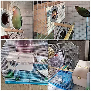 kathson Parrot Nest Breeding Box, Wood Bird Nest for Cage, Parakeet Nesting Box with Perches Pet House Natural Coconut Fiber Bird Toys for Parakeet Cockatoo Budgie Cockatiel Lovebirds (Small)