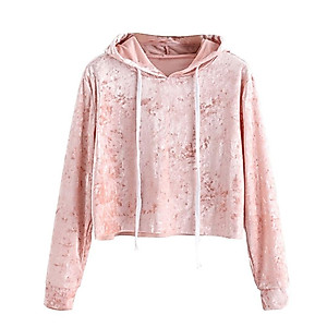 Women Blouse,IEason Womens Long Sleeve Hoodie Sweatshirt Jumper Hooded Pullover Tops Velvet Blouse (L, Pink)