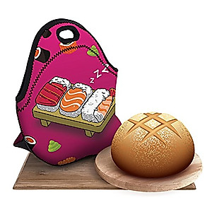 Boys Girls Kids Women Adults Insulated School Travel Outdoor Thermal Waterproof Carrying Lunch Tote Bag Cooler Box Neoprene Lunchbox Container Case (Nice Sleeping Sushi)