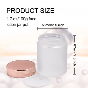 4 Pack,3.4 oz Frosted Glass Jars with Lids,Round Empty Storage Containers with Rose-Golden Lids & Inner Liners,Travel Jars Pot for Cosmetics,Gel,Scrubs,Makeup,Face Cream Lotion