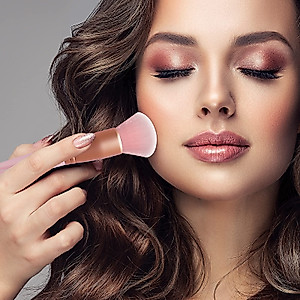 Z'OREYA Makeup Brushes 15Pcs Makeup Brush Set Premium Synthetic Kabuki Brush Cosmetics Foundation Concealers Powder Blush Blending Face Eye Shadows Brush Set (Pink)