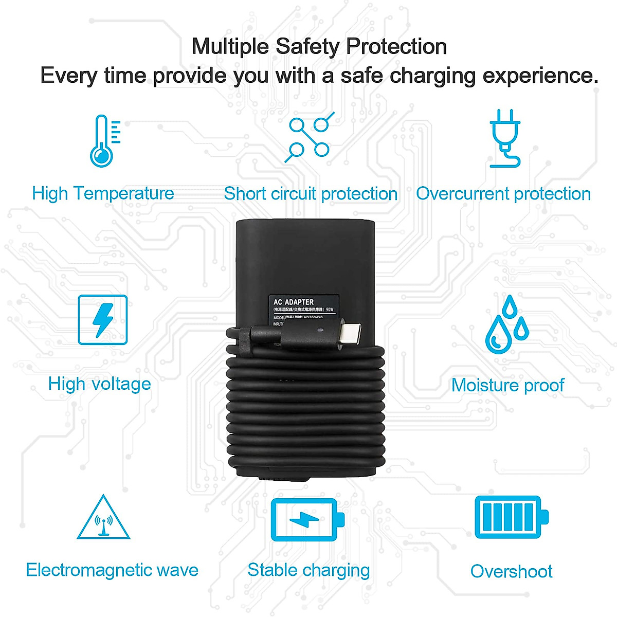 Mackertop Replacement 90W USB C Adapter Charger Compatible with Dell Latitude 11 5175, Latitude 11 5179, Latitude 12 7275, Latitude 13 7370, Dell XPS 12 9250, LA90PM170 0TDK33 TDK3
