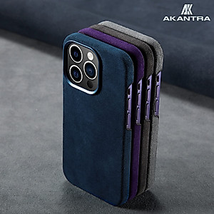 AKANTRA Alcantara Case for Apple iPhone 14 Series, Handmade Half-Wrapped Synthetic Suede Cover, Compatible with Magsafe Wireless Charging(iPhone 14 Plus,Purple)