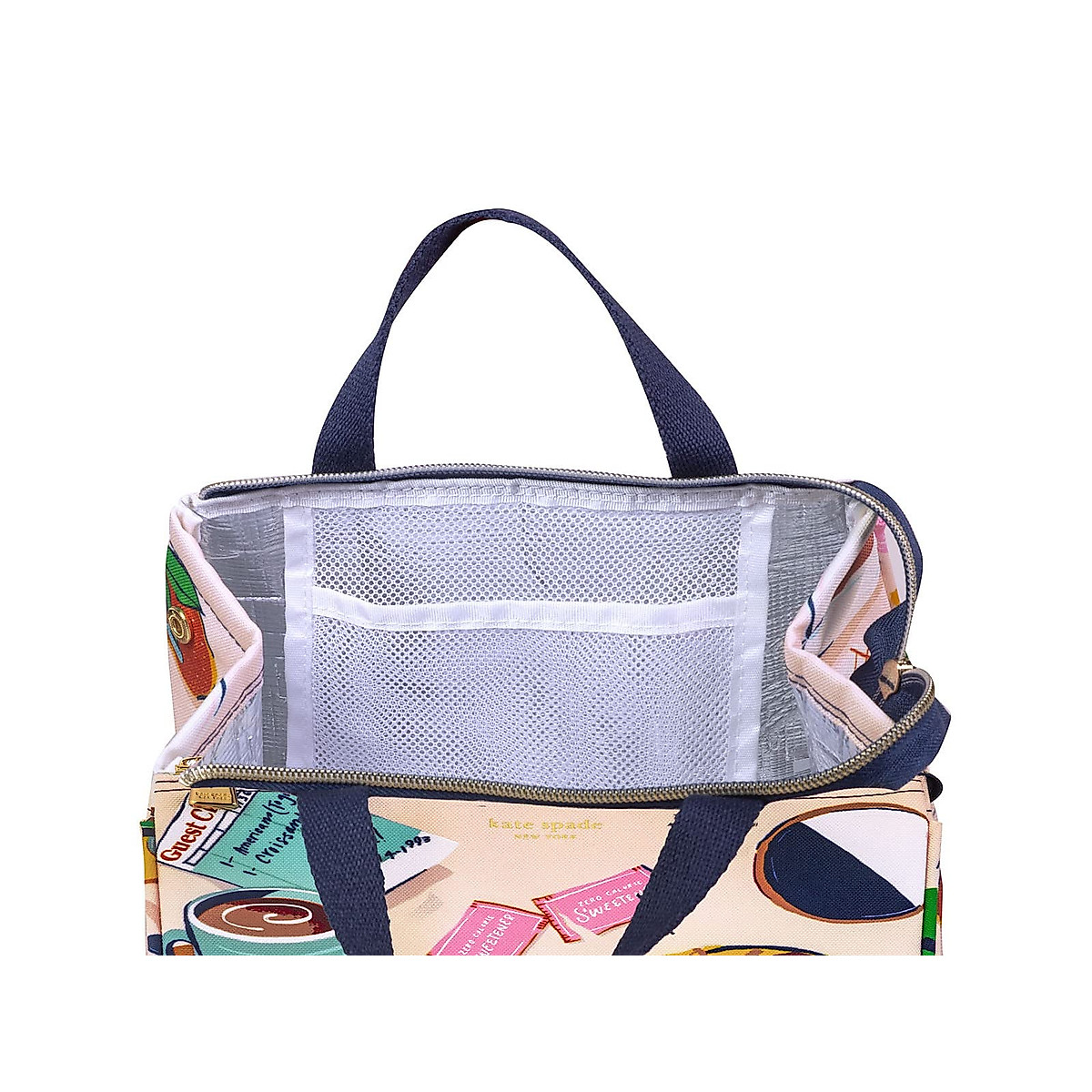 Kate Spade New York Cute Lunch Bag for Women, Large Capacity Lunch Tote, Adult Lunch Box with Silver Thermal Insulated Interior Lining and Storage Pocket, Rise and Shine