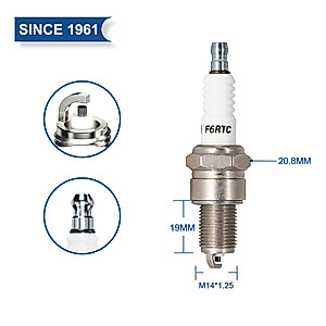 PK2 TORCH F6RTC Spark Plug Replace for NGK 7131 BPR6ES Spark Plug, for Bosch WR6DC WR7DC Spark Plug, for Champion RN9YC RN10YC Spark Plug,for Denso W20EPR-U Spark Plug,for MTD 951-10292/751-10292,OEM