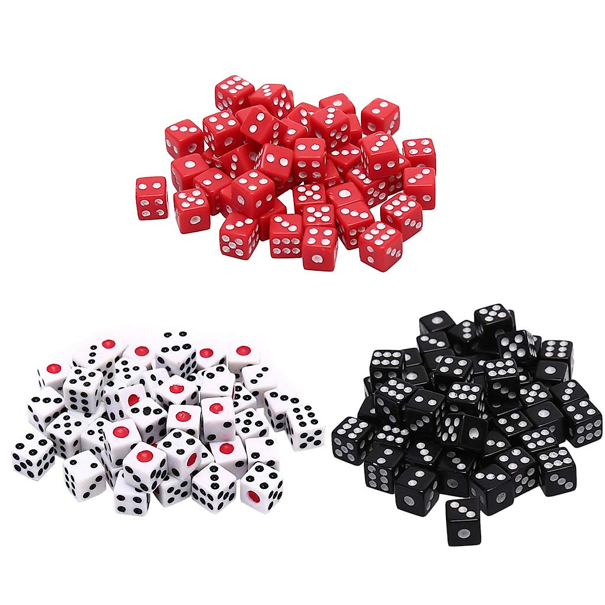 MONLEYTA 100 Pieces 8mm Acrylic Dice Gaming Dice Standard Six Sided Decider Board Game Dice Black