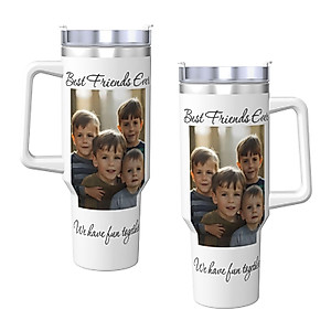 Mount Hour Custom Personalized Photos Stainless Steel Ice Bully Cup with Handle Lid Straw 40 OZ, Design Logo Text Name Travel Coffee Cup, Funny Presents for Birthday