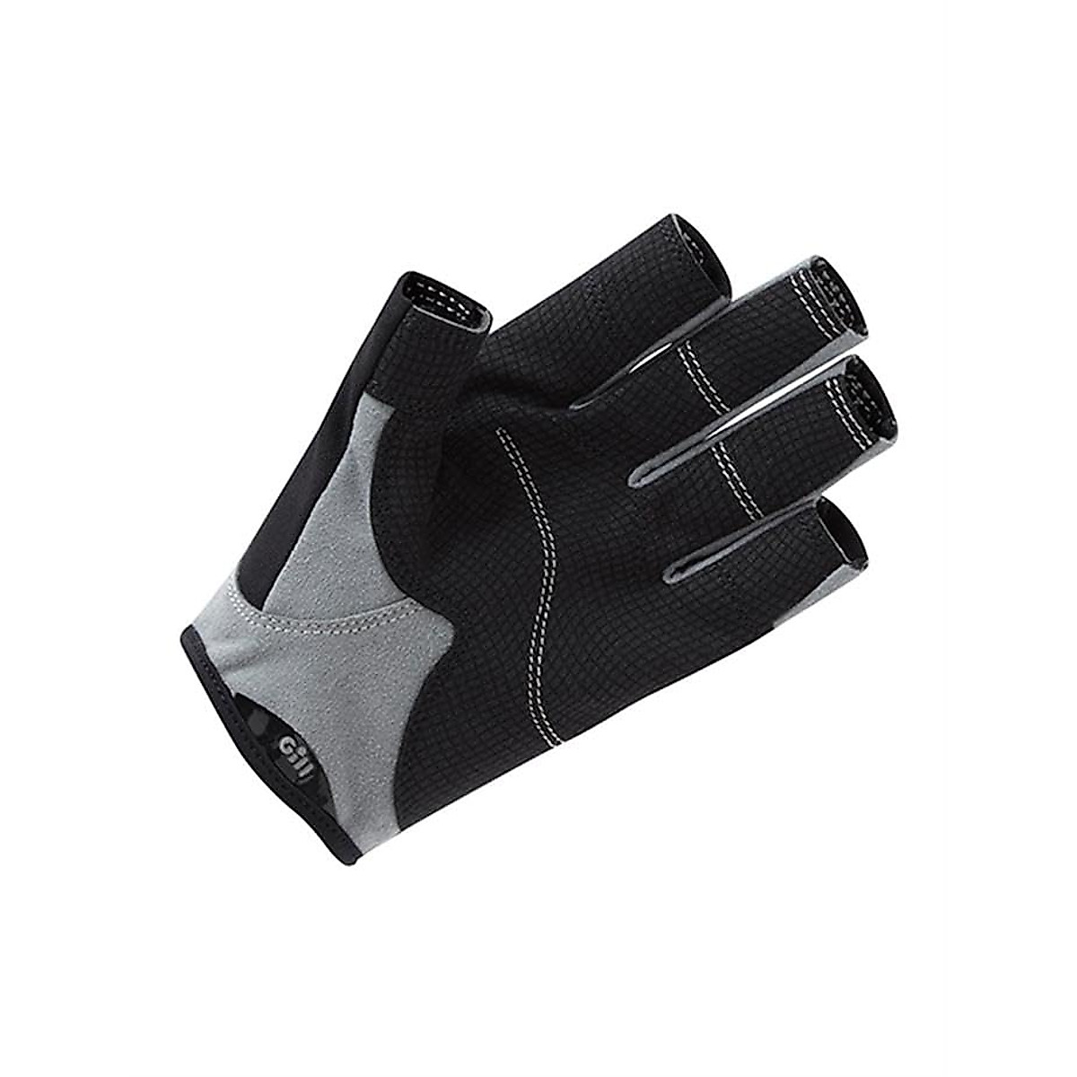Gill Deckhand Sailing Gloves Short Finger with 3/4 Length Fingers - 50+ UV Sun Protection & Water Repellent - Black M