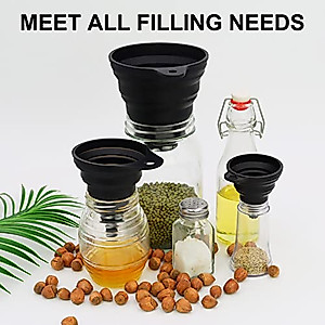3 Sizes of Kitchen Funnel Set, Food Grade Funnels for Filling Bottles, Premium Silicone Collapsible Funnel for Transferring Liquid, Powder Transfer, Large Wide Mouth Canning Funnel, Small Funnel