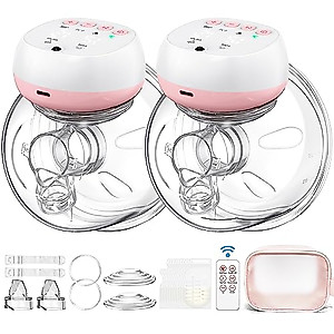 Electric Breast Pump Hands Free, Wearable Breast Pump, 2023 Upgraded 12 Levels 3 Modes & Remote Controller, BPA free Leak-Proof Breastfeeding Pumps, 1200mAH 6-8times Battery & LCD Screen, Pink