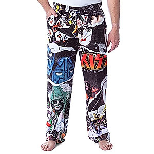 KISS Men's Rock Band Magazine Rip Photo Art Adult Loungewear Pajama Pants (Medium) Multi