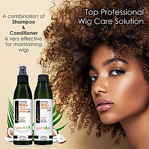 Awesome Synthetic Wig Leave-in Conditioner Spray, pH6, Professional Wig Care Solution, Detangle Spray, Moisturizes & Replenishes Synthetic Wigs, Easy Combing, Contains Coconut Oil, 7 fl oz