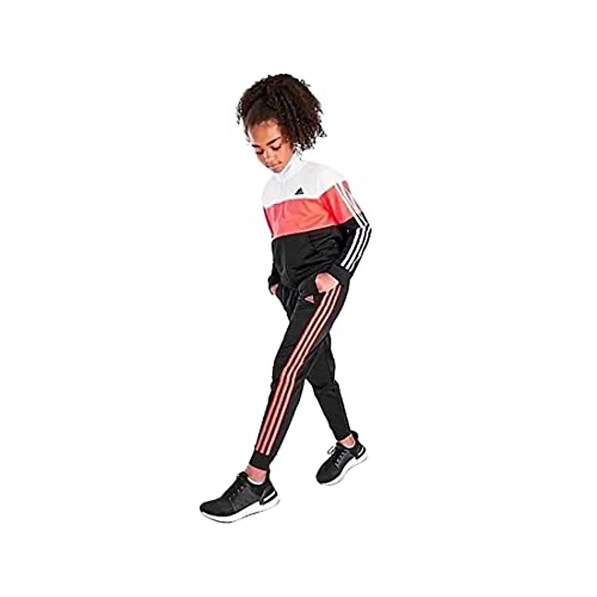 Adidas Zip Front Tricot Girls Jackets Size Xl, Color: White/Crimson-White/Cotton White