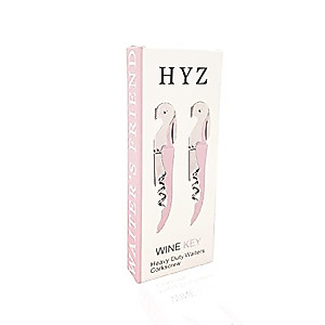 Waiter Corkscrew Wine Opener 2-Pack Pink, HYZ Professional Wine Key for Servers, Bartender with Foil Cutter, Manual Wine Bottle Opener Double Hinged
