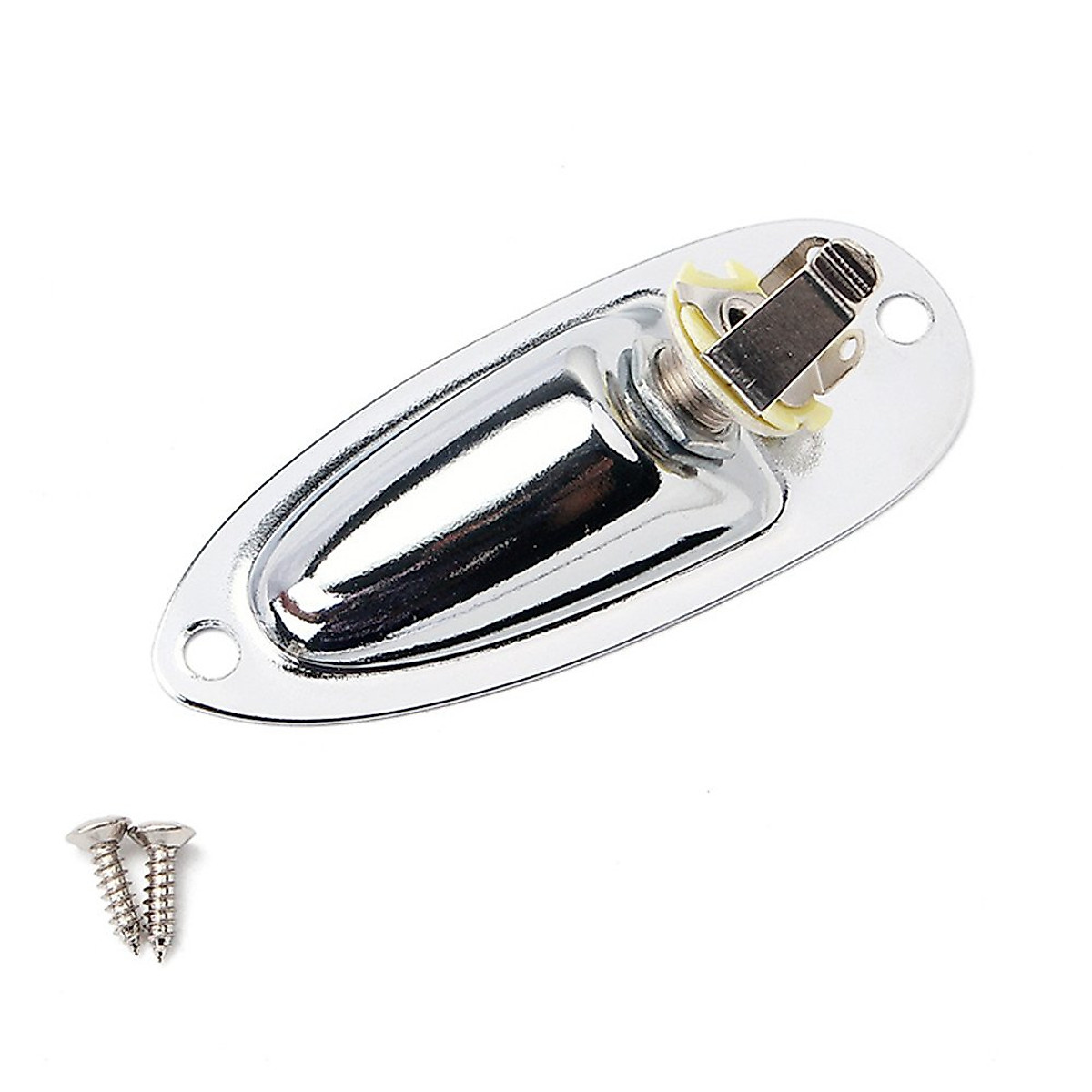 2pcs Boat Style 1/4" Loaded Guitar Pickup Output Jack Plug Socket plate and Screws ferrule for Fender Strat Stratocater Style Electric Guitar(Chrome)