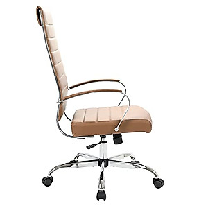 LeisureMod Benmar Modern High-Back Adjustable Swivel Leather Office Chair, Brown