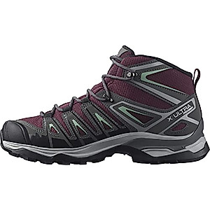 Salomon X Ultra Pioneer MID CLIMASALOMON Waterproof Hiking Boots for Women Trail Running Shoe, Wine Tasting/Magnet/Granite Green, 7.5