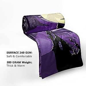 Purple Night Sherpa Fleece Throw Blanket - Skull Fuzzy Warm Throws for Winter Bedding, Couch，Sofa for Christmat
