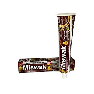 Essential Palace (Pack of 6) Organic Miswak Herbal Whitening Toothpaste - Refreshing- with Moringa Oil, Cinnamon Oil, Miswak Extract, Olive Oil & Honey- 100% Fluoride Free & Vegetable Base - 6.5 Oz
