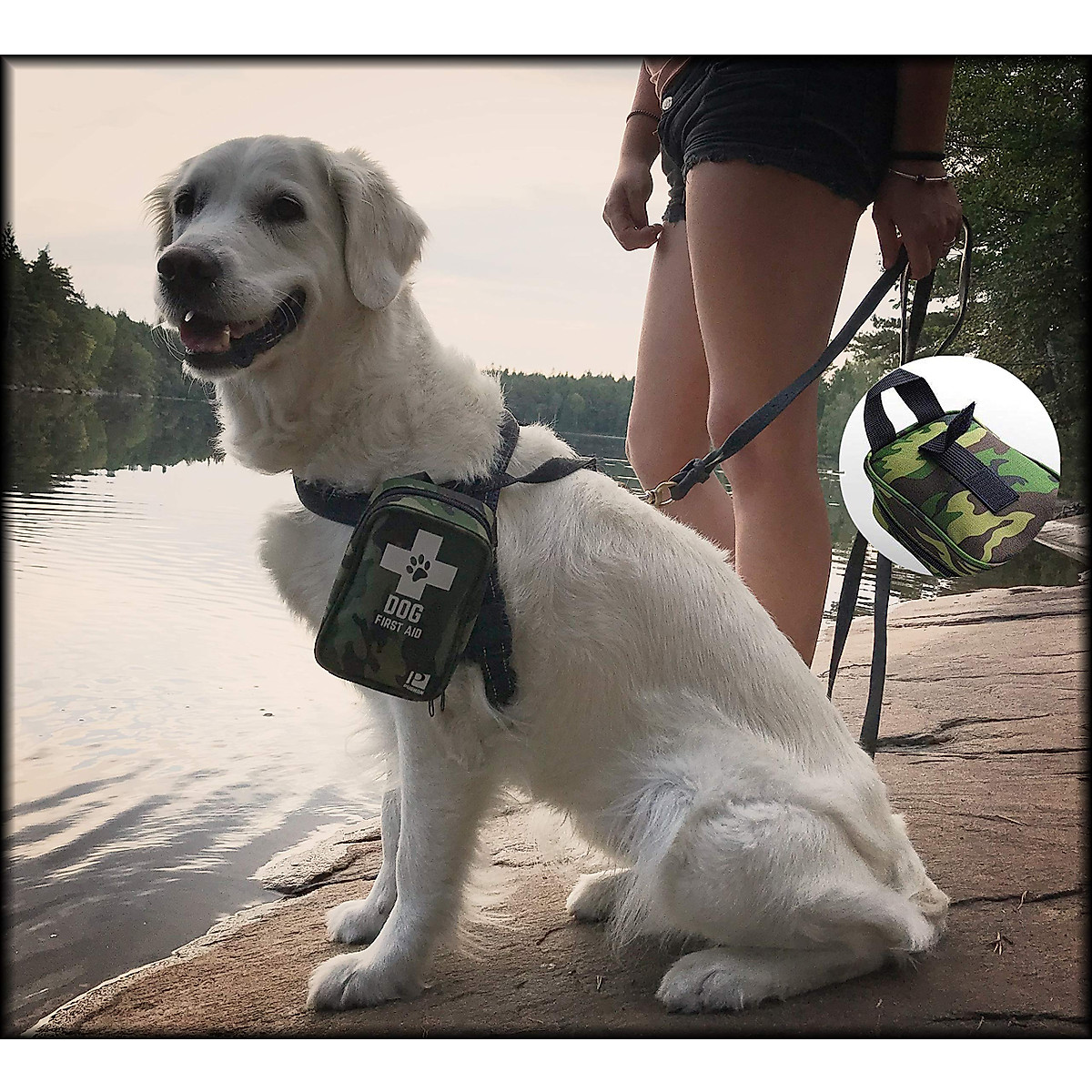 Dog First Aid Kit with Thermometer and Emergency Blanket - Puppy Kit - Pet Safety Supplies for Camping, Walks, Cycling, Car, Hikes - Treat cuts and scrapes