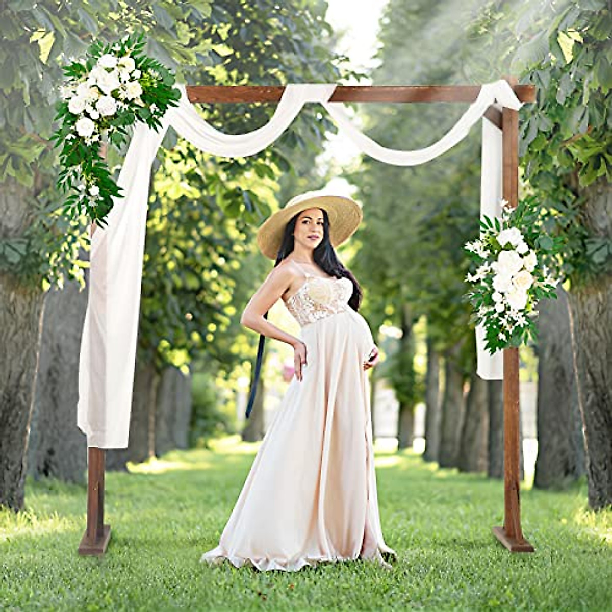 Loninak Wedding Arch-7.2FT Wooden Arch, Wooden Wedding Arch for Ceremony, Wooden Arbor Decoration, Wooden Backdrop Stand, Balloon Arch for Proposal Wedding Birthday Parties, Outdoor, Valentine Decor