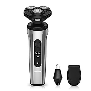 SweetLF 5D Rotary Electric Razor for Men Metal Body Electric Shaver 3 in 1 Shavers for Men IPX7 Waterproof Wet & Dry Beard Trimmer,Type-C Quick Charging with LED Display