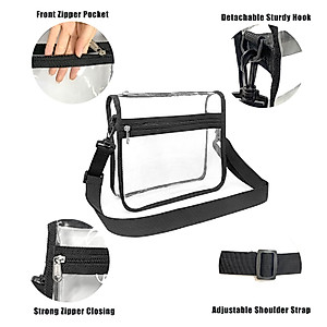 Fibrdoo Clear Bag Stadium Approved, Clear Crossbody Purse Bag with Adjustable Strap for Women, Sports, Concerts and Festival
