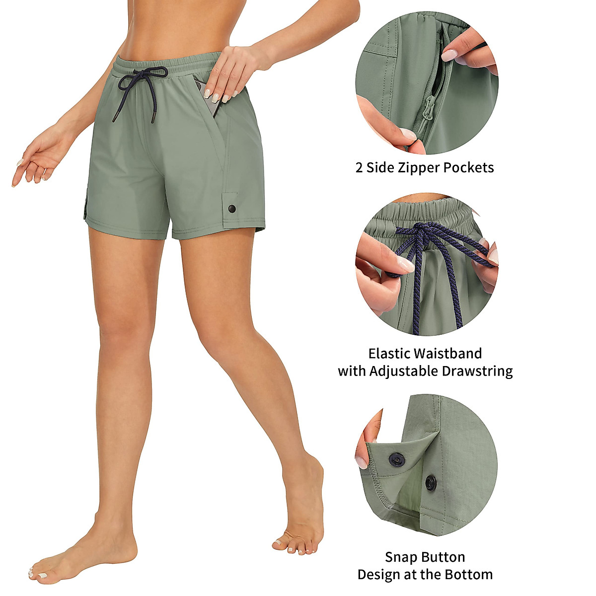 AFITNE Women's Hiking Shorts Quick Dry Lightweight Golf Active Water Shorts with Pockets for Work Outdoor Camping Fishing Sage Green M