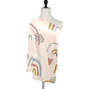 Nursing Cover Breastfeeding Scarf Colorful Rainbows and Hearts - Baby Car Seat Covers, Stroller Cover, Carseat Canopy (0na7c)