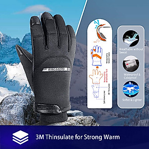 KINGSBOM -40℉ Winter Waterproof Thermal Gloves - 3M Thinsulate Windproof Touch Screen Warm Gloves - for Driving,Cycling,Riding,Running,Outdoor Sports - for Women and Men - Black - (Small)
