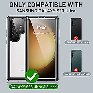 Joytra for Samsung Galaxy S23 Ultra Case Waterproof, Built in Screen Protector, Heavy Duty Military Grade Drop Protection, Full Body Clear Cover with Shockproof Case for Galaxy S23 Ultra 5G 6.8’’