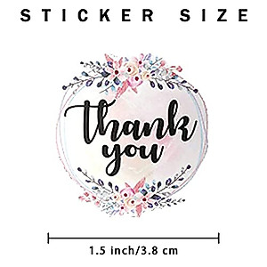 Sticker roll, Business Sticker, Bubble Envelope and Gift Bag Packaging Label, 3 Different Flower Patterns. 500 Sheets per roll, 1.5 inches in diamete。 (Black)