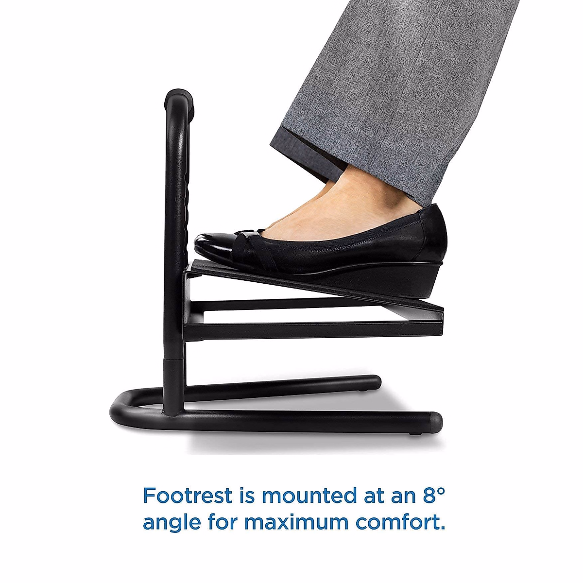 Mount-It! Mobile Standing Desk, Height Adjustable Stand Up Computer Work Station and Height Adjustable Foot Rest with Handle, Six Height Settings, and Anti-Slip Padded Surface