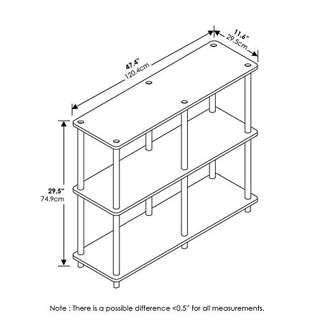 Furinno Turn-N-Tube 3-Tier Double Size Storage Display Rack, Espresso/Black