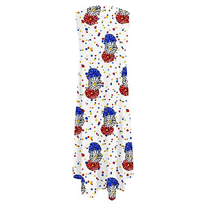 Dresses for Women Plus Size Women Casual Printing Loose Sundress Long Dress Crisscross Sleeveless Split Maxi Dress White