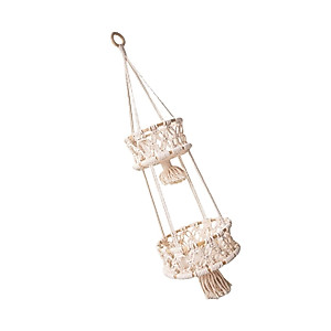 ADOCARN 1pc Cotton Rope Fruit and Vegetable Basket Fruit Vegetable Storage Basket Macrame Hangers Hanging Pot Rope Wall Baskets Rope Plant Hanger Woven Indoor Tapestry Bamboo Circle