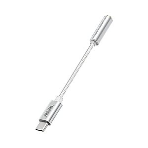 FAAEAL KT4099 24bit/96kHz HD Type-C to 3.5mm DAC Dongle Cable Decoding Headphone Converter Gold-Plated Female Seat Earphone Amplifier Silver-Plated Wire Adapter for Win10 Android Tablet PC Earphones