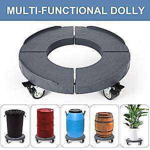 W B D WEIBIDA Trash Can Dolly Adjustable 15-19 Inch Round Dolly with Wheels Heavy Duty Trash Can Roller Base Large Bucket Dolly Multi Functional Drum Dolly Rolling Keg Dolly Cart