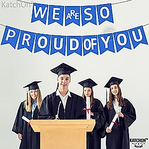 We Are So Proud of You Banner - Felt, NO DIY, Large 10 Feet | Blue and White Graduation Decorations 2023 | Graduation Banner for Class of 2023 Decorations | Nurse Graduation Party Decorations 2023