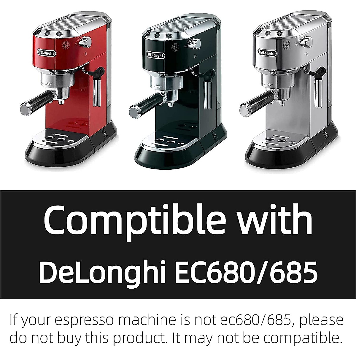 NEOUZA Coffee 51mm Bottomless Portafilter Compatible with DeLonghi Dedica EC680/EC685/EC785/EC820/EC850/EC860 SMEG Coffee Machine, Stainless Steel,Rosewood.Free with Basket, Spoon, tamper mat