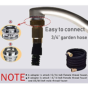 WHK Faucet to Hose Adapter,Multi-Thread Garden Hose Adapter,Kitchen Sink Faucet Adpater to Garden Hose,Brass Bathroom Aerator Adapter for Male to Male and Female to Male,Chrome,2-Pack (AxB)