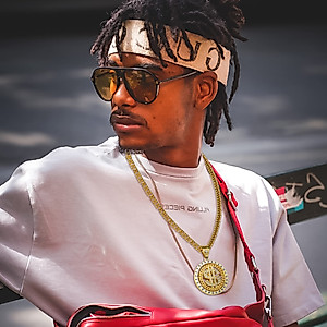 Krfy Gold Money Dollar Sign Chain Necklace For Men Rotatable Rapper Hip Hop Fake Chain 18k Gold Plated Halloween Old School Big Chunky Turnover Punk Style Necklace