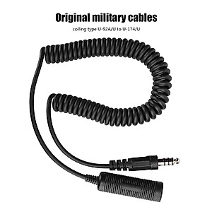 Headphone Extension Line,Coiling Type U-92A/U to U-174/U Helicopter Military Headphone Extension Cable,Used to Expand Standard Military Mono U-174/U Plugs to Connect Helicopters or Military Rad